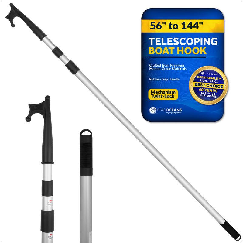 Telescoping Aluminum Boat Hook, 4.6 to 12FT, Twist-Lock, Non-Slip Grip ...