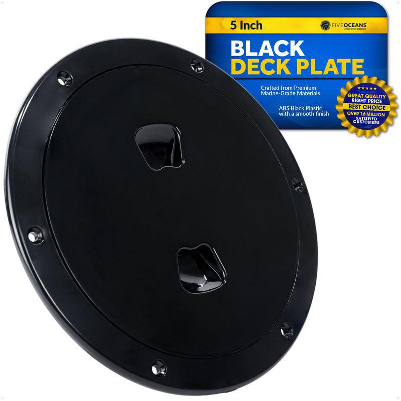 5" Round Boat Deck Plate – Watertight, Black ABS Plastic | Five Oceans ...