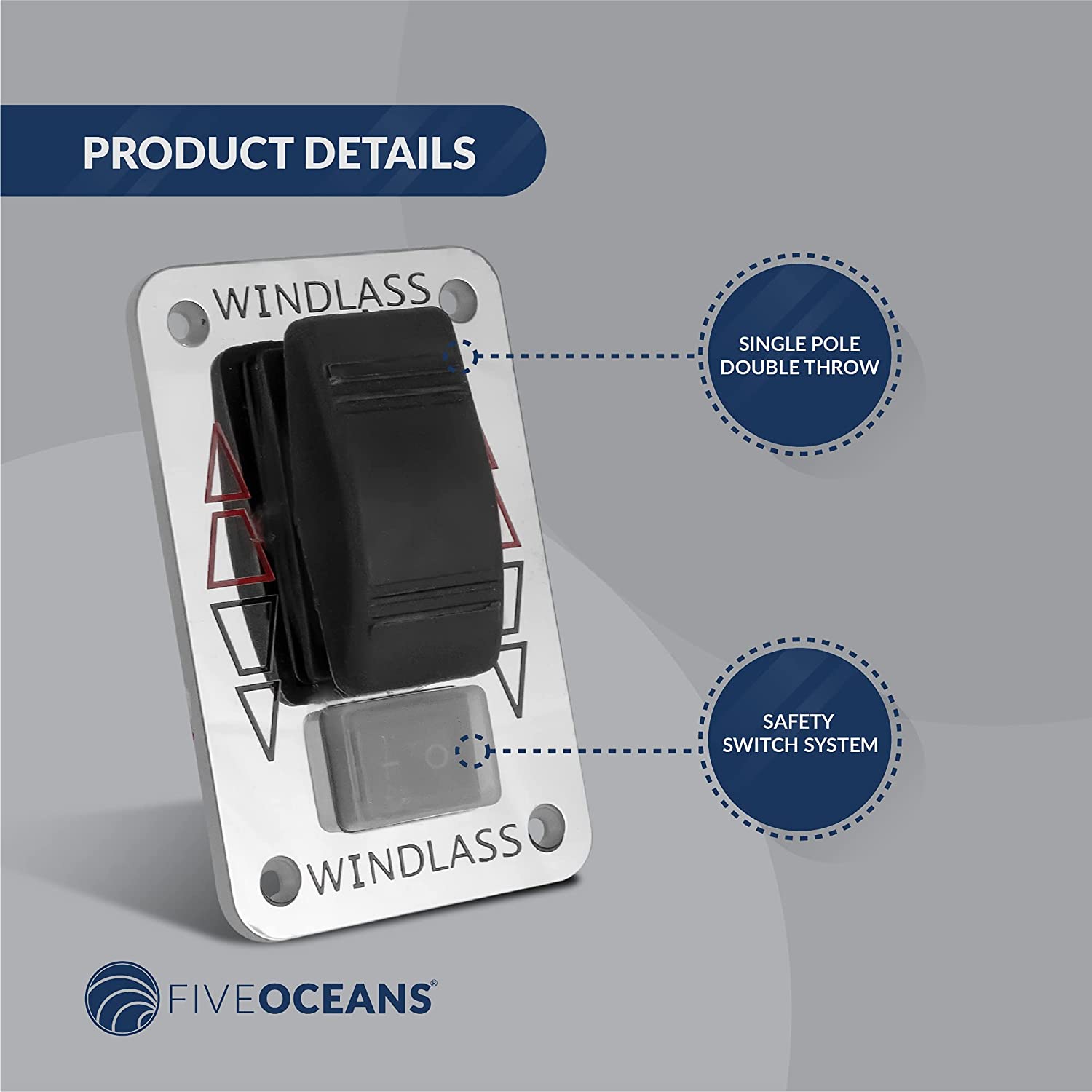 Windlass Rocker Switch Panel, 12 V, SPDT 3-Terminal - Five Oceans ...
